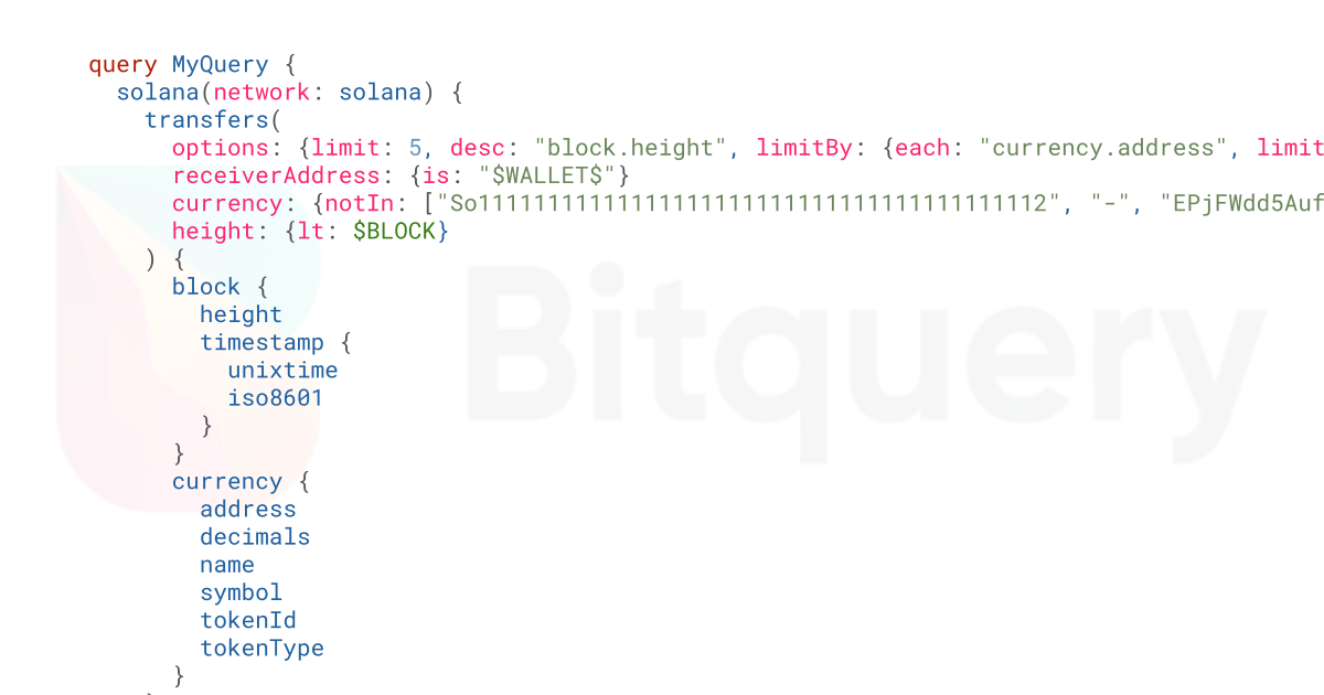 Last 5 Tokens SOL + Block - Blockchain Data API