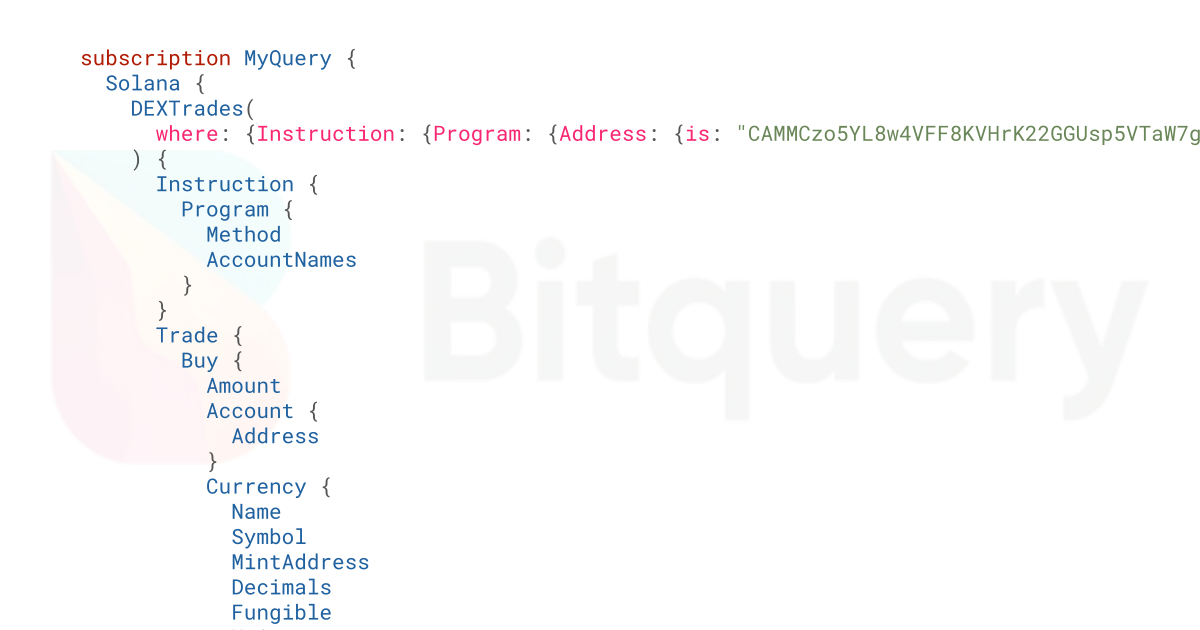Raydium CLMM DEX Trades with AccountNames - Blockchain Data API