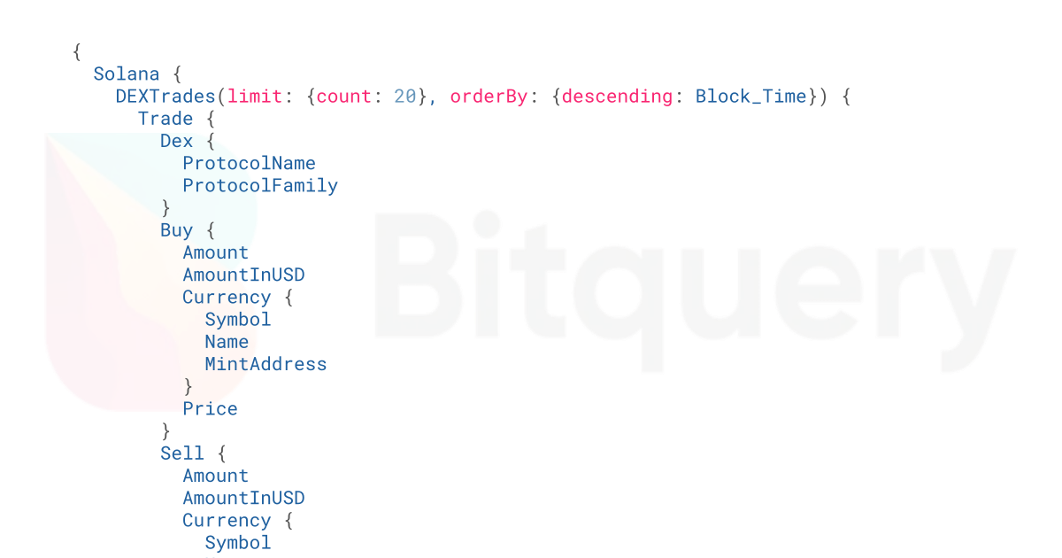 Solana dextrades - Blockchain Data API