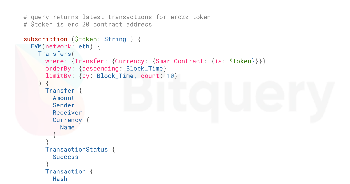 USDT Transaction History Subscription Template - Blockchain Data API