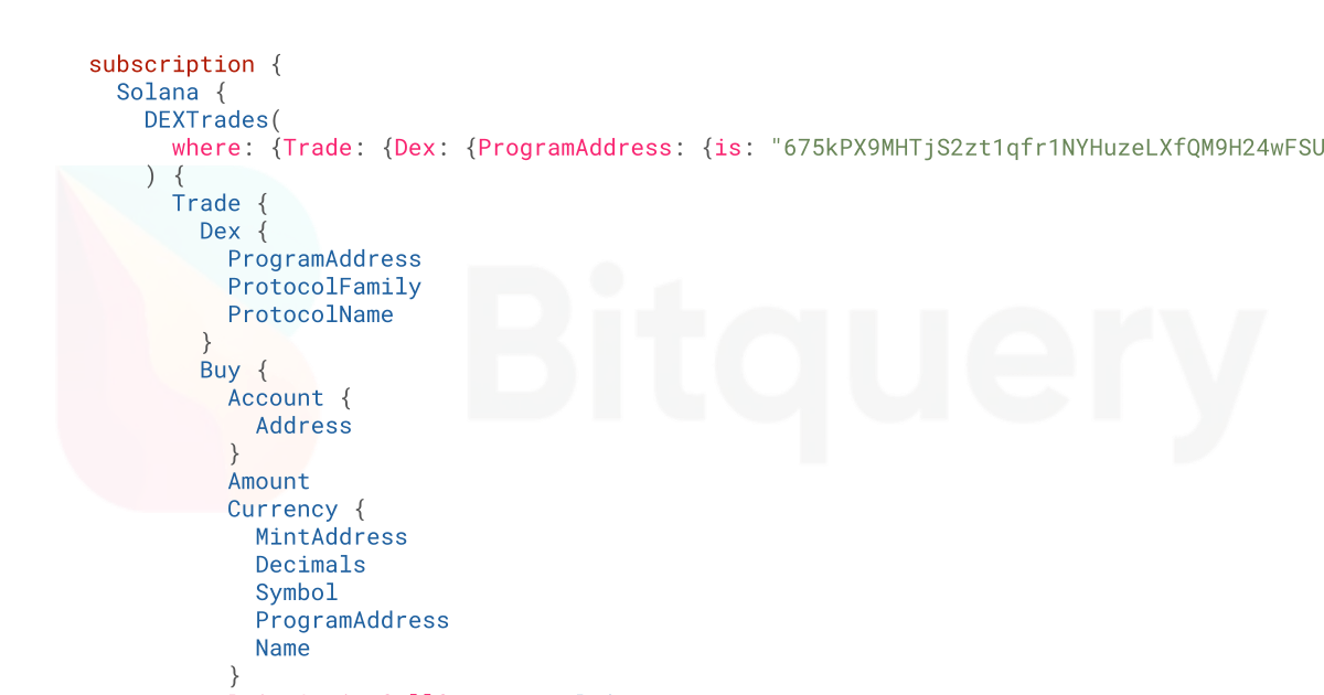 [Updated] Real time trades on Raydium DEX on Solana - Blockchain Data API