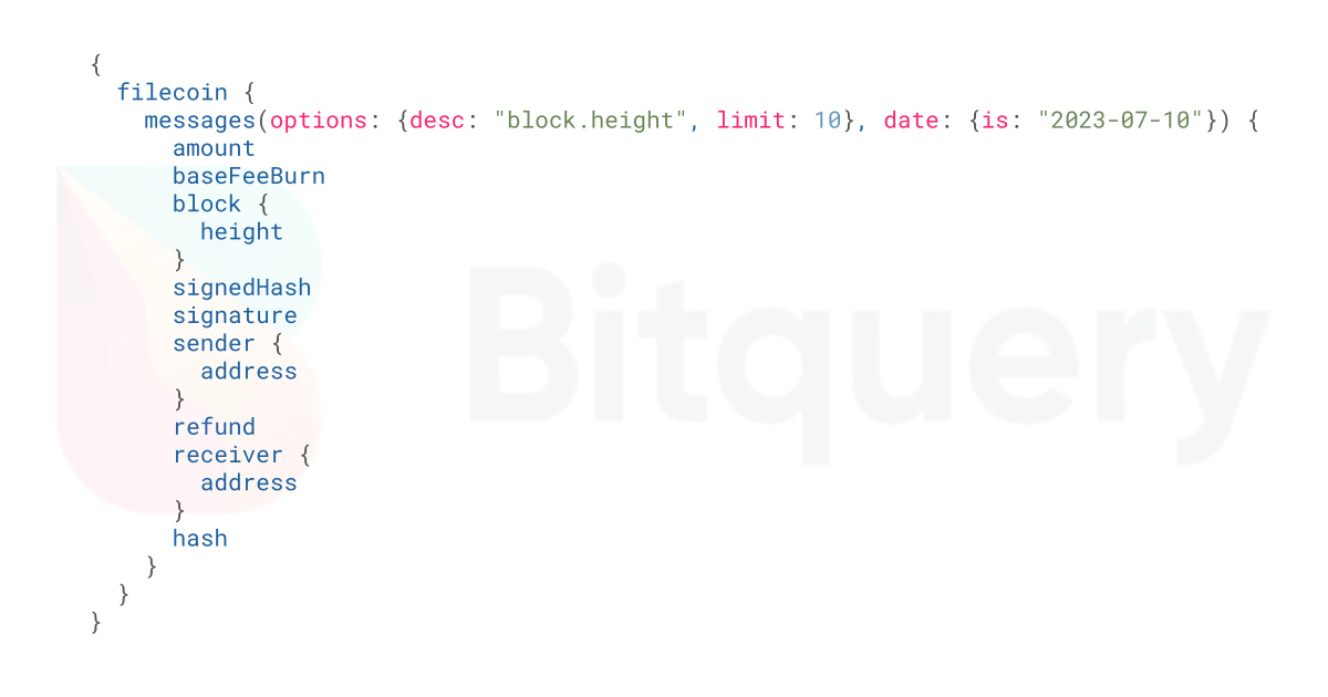Filecoin Messages For A Specific Date Blockchain Data Api 6354