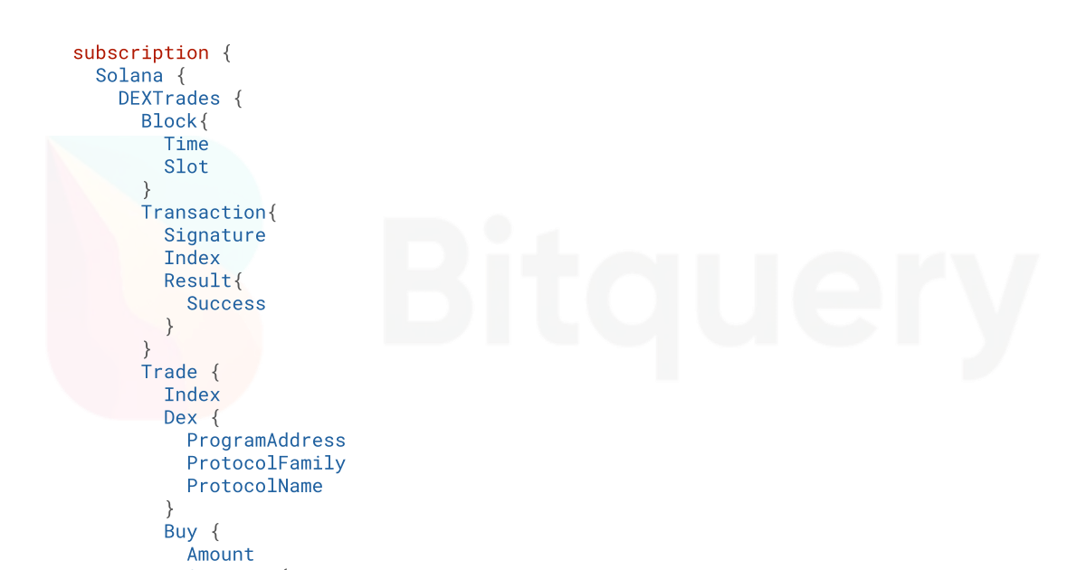 solana trades subscription - Blockchain Data API
