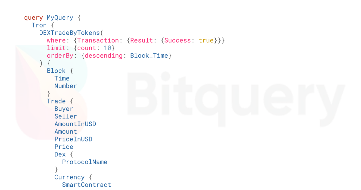 tron trades with transaction fees - Blockchain Data API